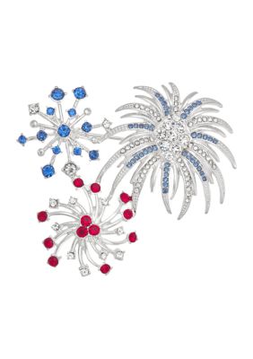 Napier Silver Tone Red White Blue Fireworks Pin | Belk