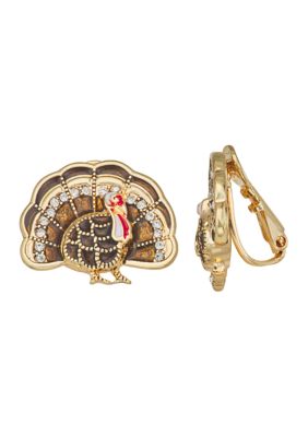 Napier Gold-Tone Multi Turkey Clip Earrings | Belk