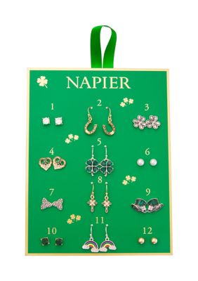 Napier Two Tone 12 Days Of Luck Earrings Set | belk