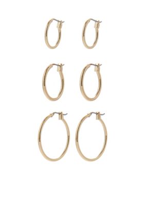 Napier Set of Three Gold-Tone Hoop Earrings | belk
