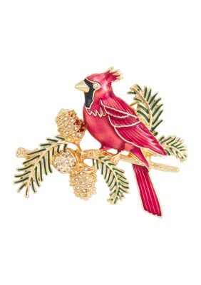 Napier Gold Tone Cardinal Branch Boxed Pin | belk
