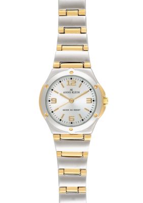 Anne Klein Women's Gold-Tone Mother of Pearl Adjustable Bracelet Link ...