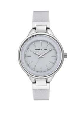 Anne Klein Silver Tone Crystal Bangle Watch | belk