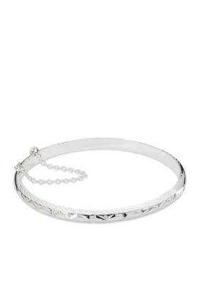 Belk Silverworks Pure 100 Diamond Cut Engraved Bangle Bracelet | belk