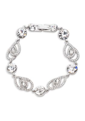 Givenchy Silver Tone 7.25'' Crystal Pavé Pear Flex Bracelet | belk