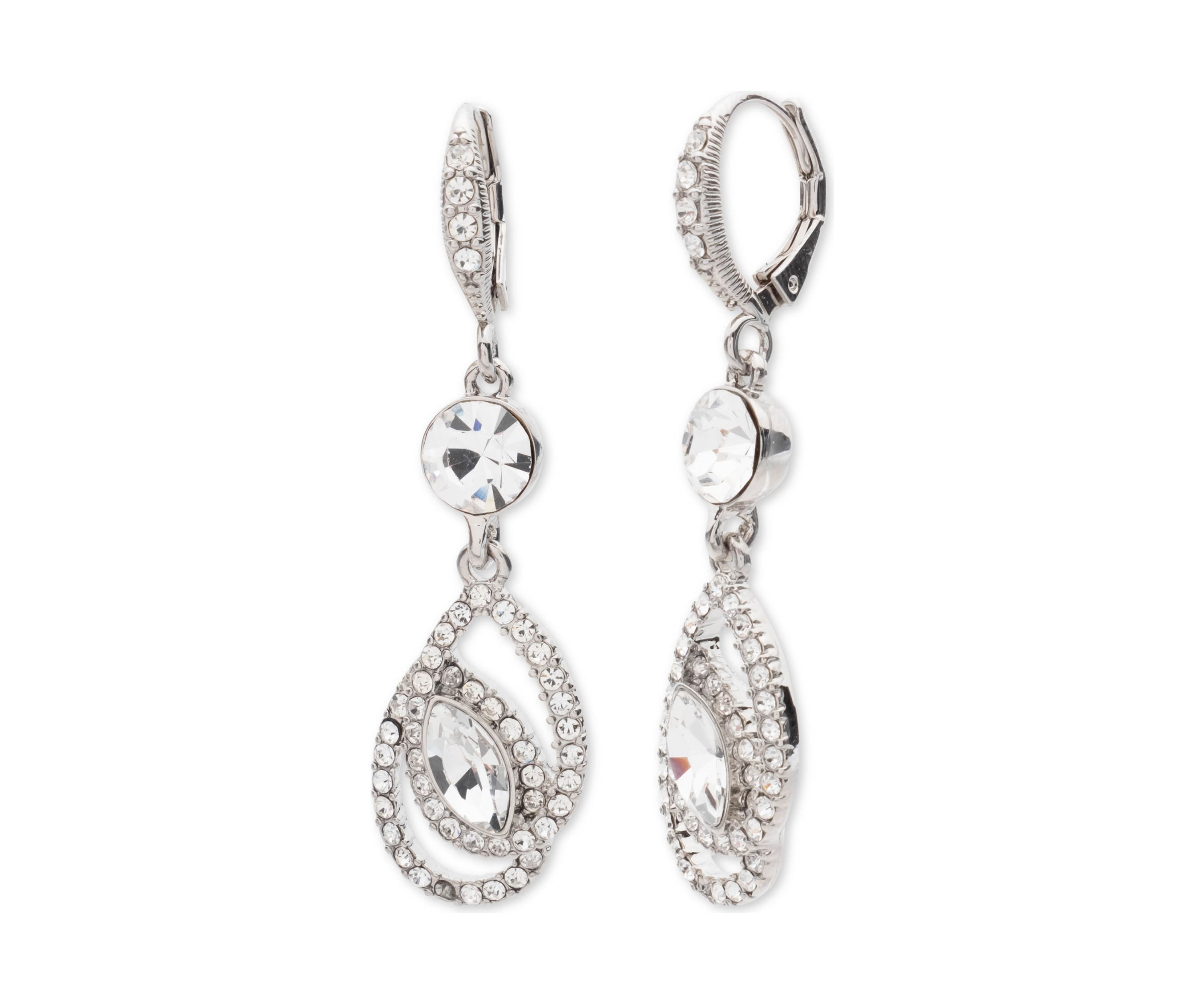Givenchy Silver Tone Crystal Pavé Pear Drop Earrings | Belk