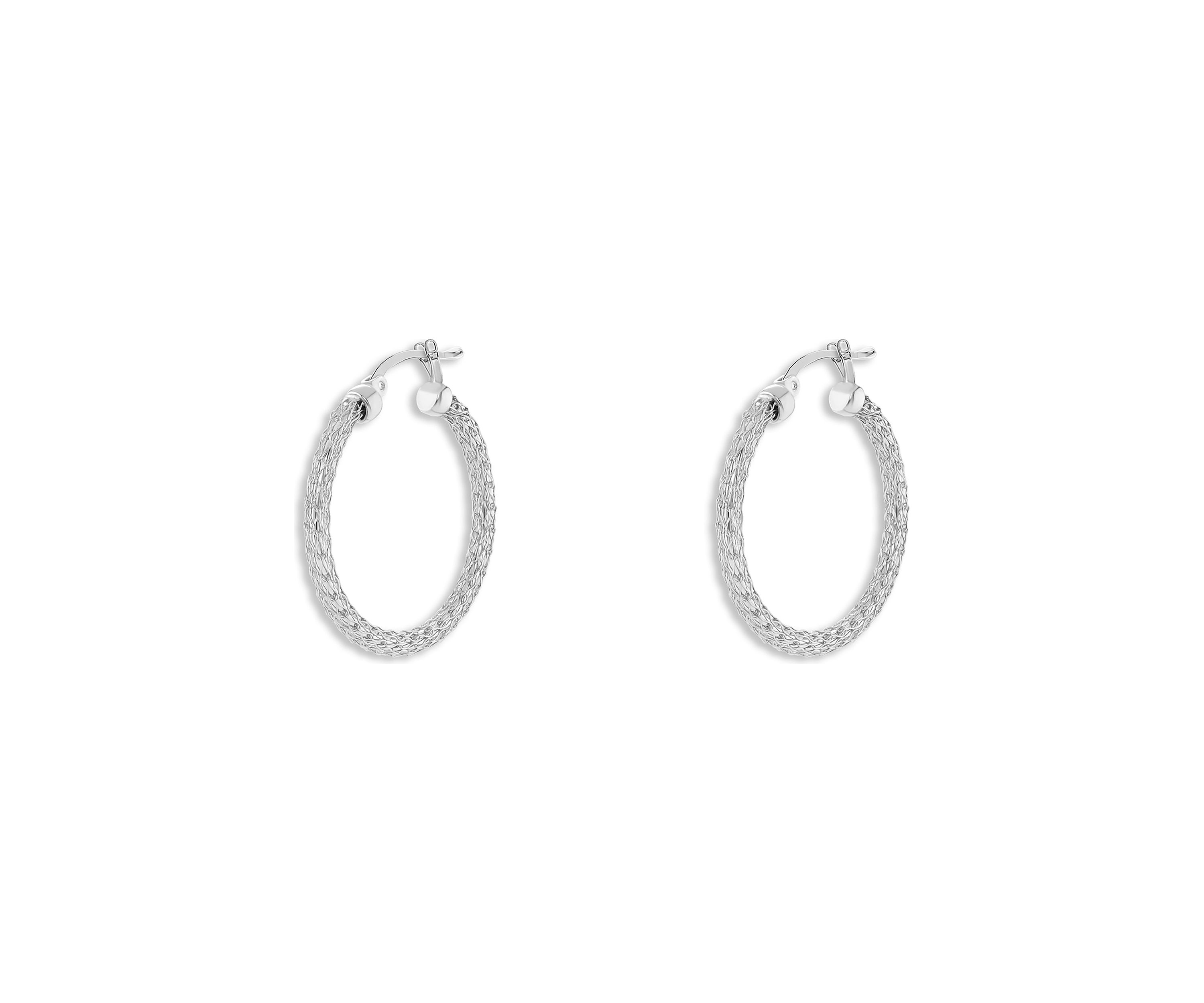 Belk Sterling Silver Sterling Silver 15 Millimeter Mesh Click Top Hoop ...