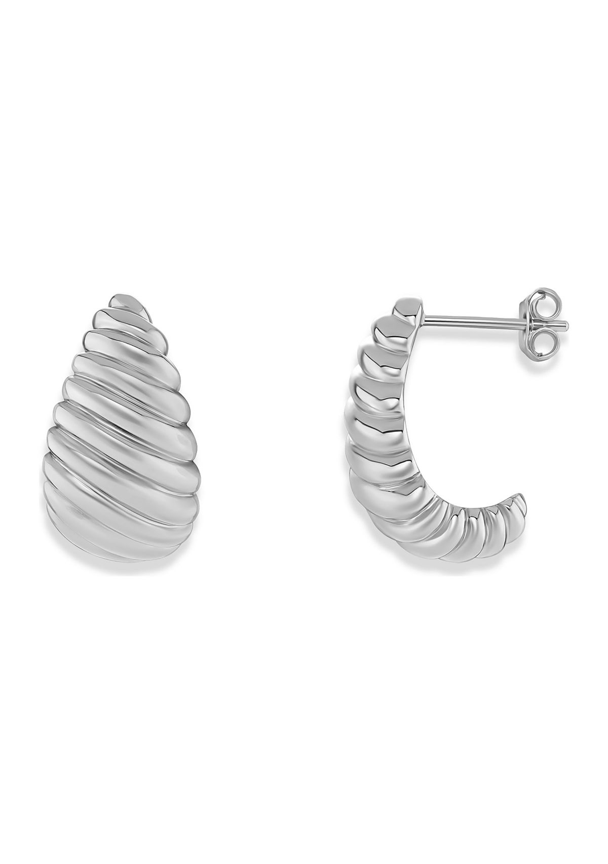 Belk Silverworks Silver Plated 20 Millimeter Scalloped Concave Hoop ...