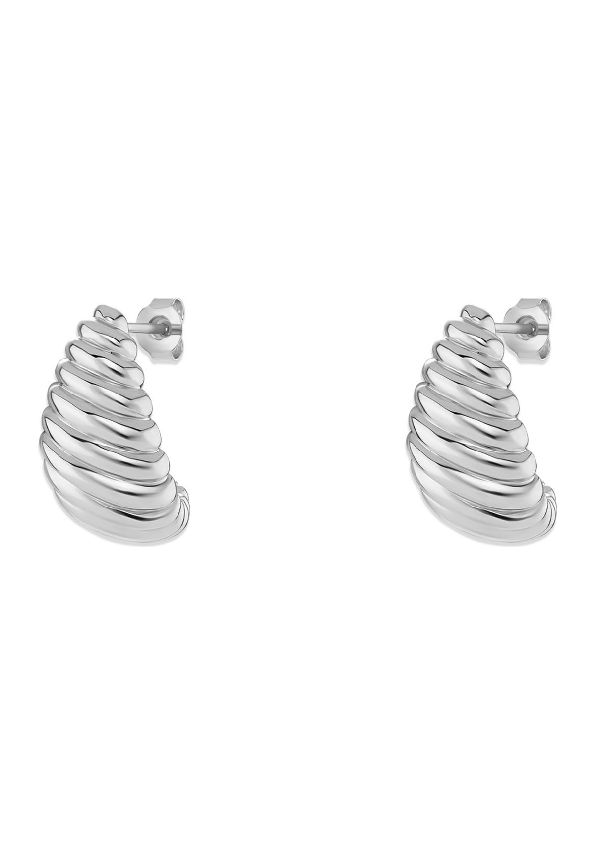 Belk Silverworks Silver Plated 20 Millimeter Scalloped Concave Hoop ...
