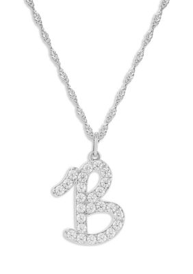 Belk Sterling Silver Sterling Silver Pavé Cubic Zirconia Initial ...