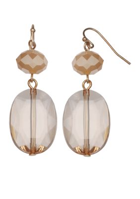 Jules B 24K Magic Gold Tone Double Drop Glass Bead Earrings | belk