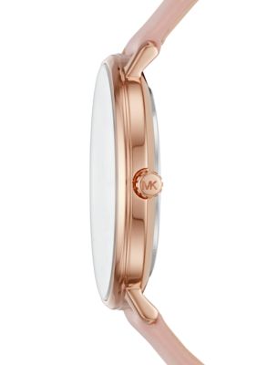 Michael Kors Women's Rose Gold-Tone Pyper Blush Leather Watch | belk