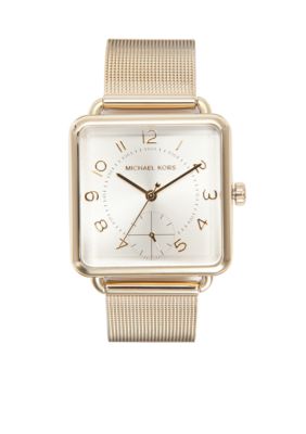 Michael Kors Gold-Tone Brenner Square Mesh Watch | belk