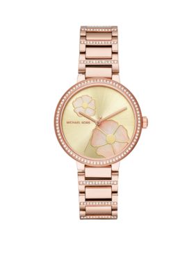 Michael Kors Women's Rose Gold-Tone Courtney Floral Watch | belk
