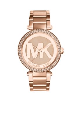 Michael Kors Mid-Size Rose Gold-Tone Stainless Steel Parker Three-Hand ...