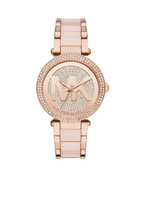Michael Kors Rose Gold Tone Plated Stainless Steel with Rose Acetate ...