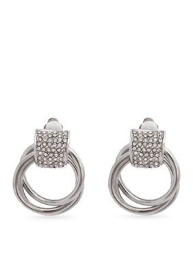 Anne Klein Silver Tone Crystal Clip Earrings Belk
