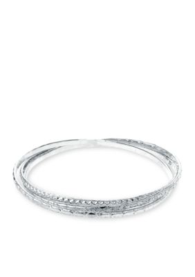 Belk Silverworks Fine Silver-Plated Textured Triple Linked Bangles | belk