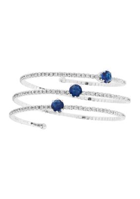 Belk Silverworks Silver Plated Blue Spinel and Crystal Slinky Wrap ...