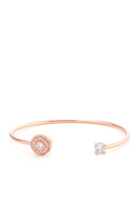 Belk Silverworks Rose Gold Tone Pave Circle Open Bangle Bracelet | belk