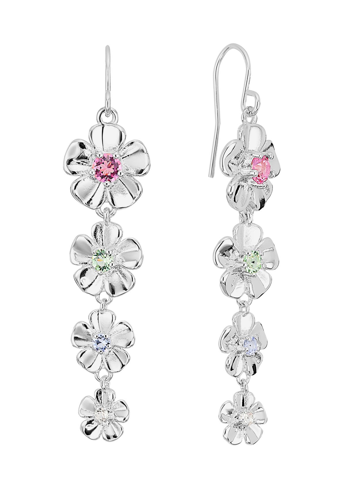Belk Silverworks Multi Color Crystal Flower Earrings | Belk