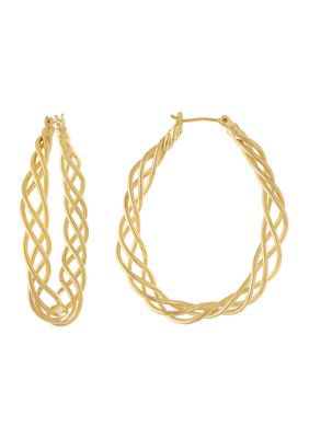 Belk Silverworks Silver Plated 1.83" Twisted Oval Wire Click Top Hoop ...