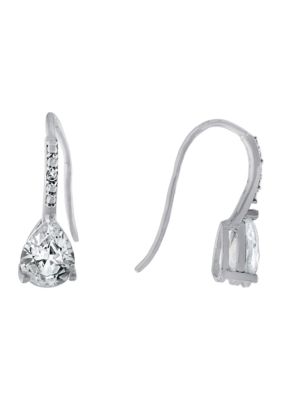 Belk Silverworks Sterling Silver Cubic Zirconia Teardrop Wire Earrings ...