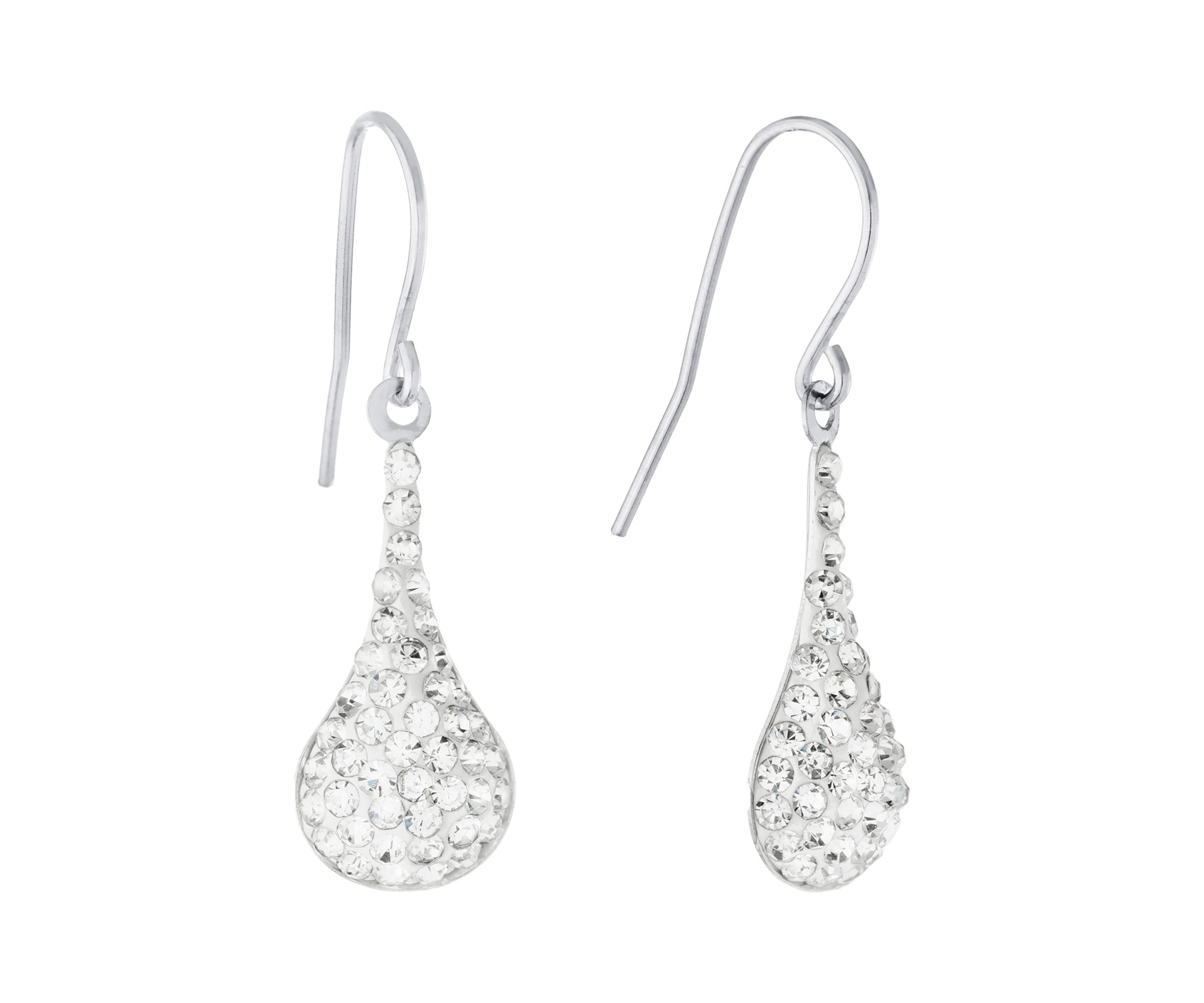 Belk Sterling Silver Sterling Silver Crystal Pavé Genie Drop Earrings ...