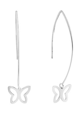 Belk Silverworks Sterling Silver Open Butterfly Marquise Wire Drop ...
