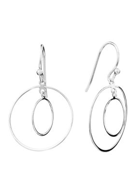 Belk Silverworks Double Open Circle Wire Drop Earrings | belk