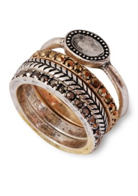Lucky Brand Two-Tone Organic Stone Stack Ring | belk