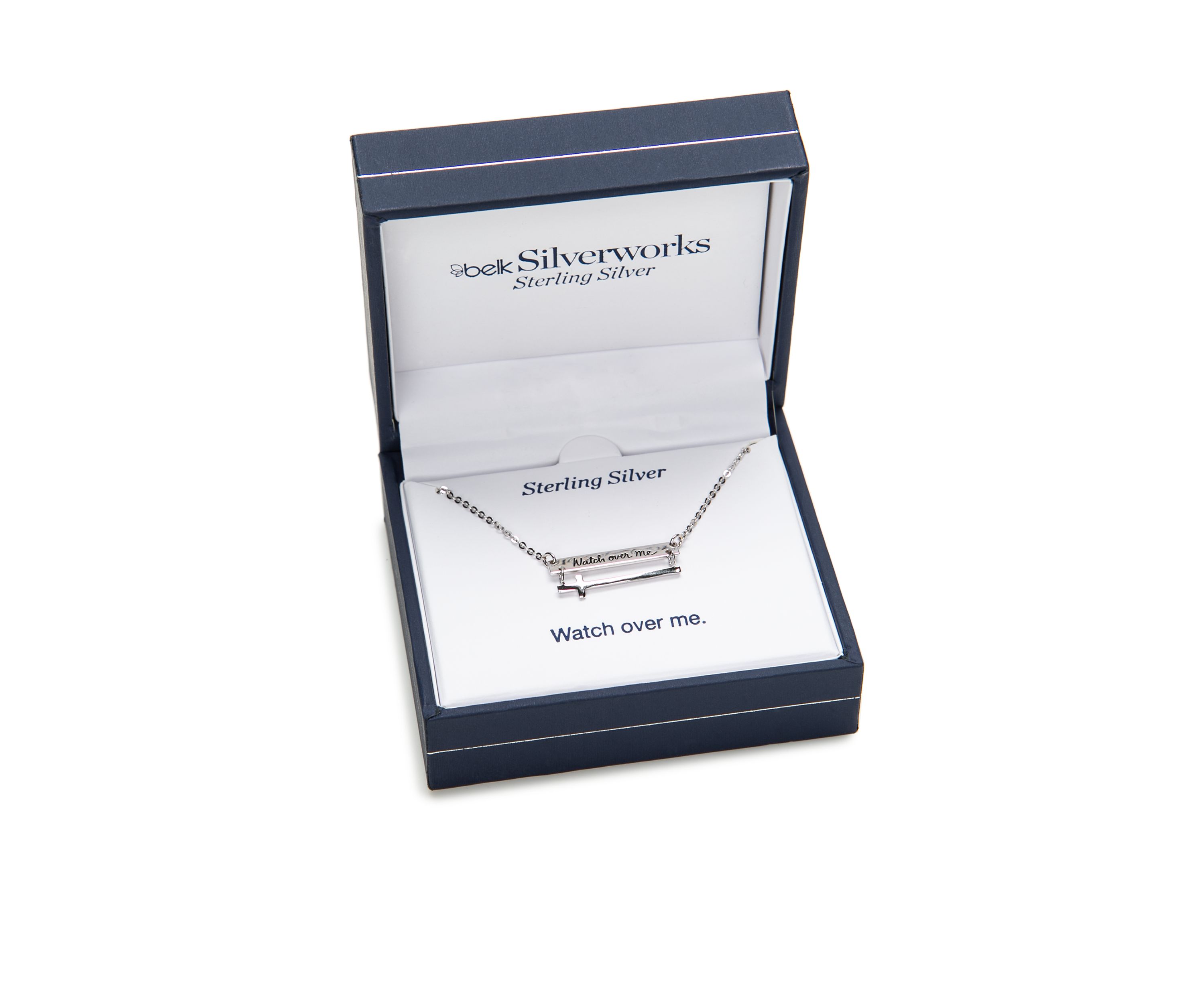 Belk Silverworks Sterling Silver Watch Over Me Cross Bar Necklace | Belk