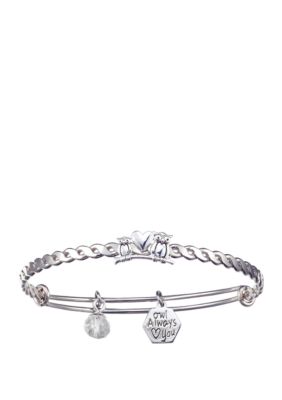 Belk Silverworks Stainless Steel Owl Love You Forever Bangle Bracelet ...