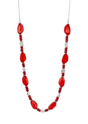 Ruby Rd Long One Row Red Beaded Necklace | belk
