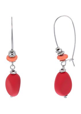 Ruby Rd Silver Tone Coral Nugget Drop Earrings On Kidney Wire | belk