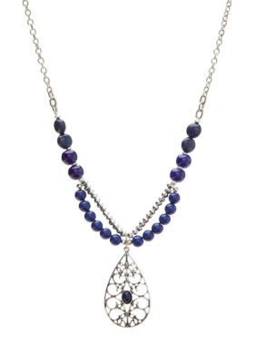 Ruby Rd Silver Tone 19" Filigree Teardrop Pendant Necklace | belk