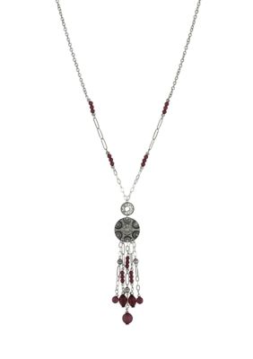 Ruby Rd Silver Tone Long Disc Pendant Beaded Tassel Necklace | belk