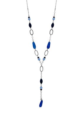 Ruby Rd Silver Blue Beaded Y Neck Necklace | belk