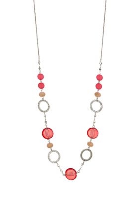 Ruby Rd Coral Long Linked and Beaded Necklace | belk
