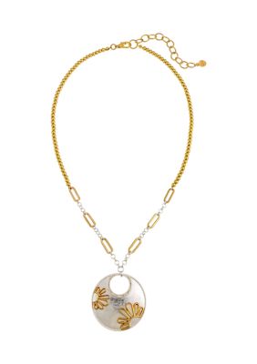 Ruby Rd Floral Open Disc Pendant Necklace | belk