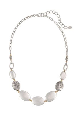 Ruby Rd Two-Tone Oval Bead Frontal with Chain Back Necklace | belk