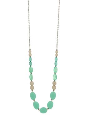 Ruby Rd Long Graduated Aqua Bead Necklace | Belk