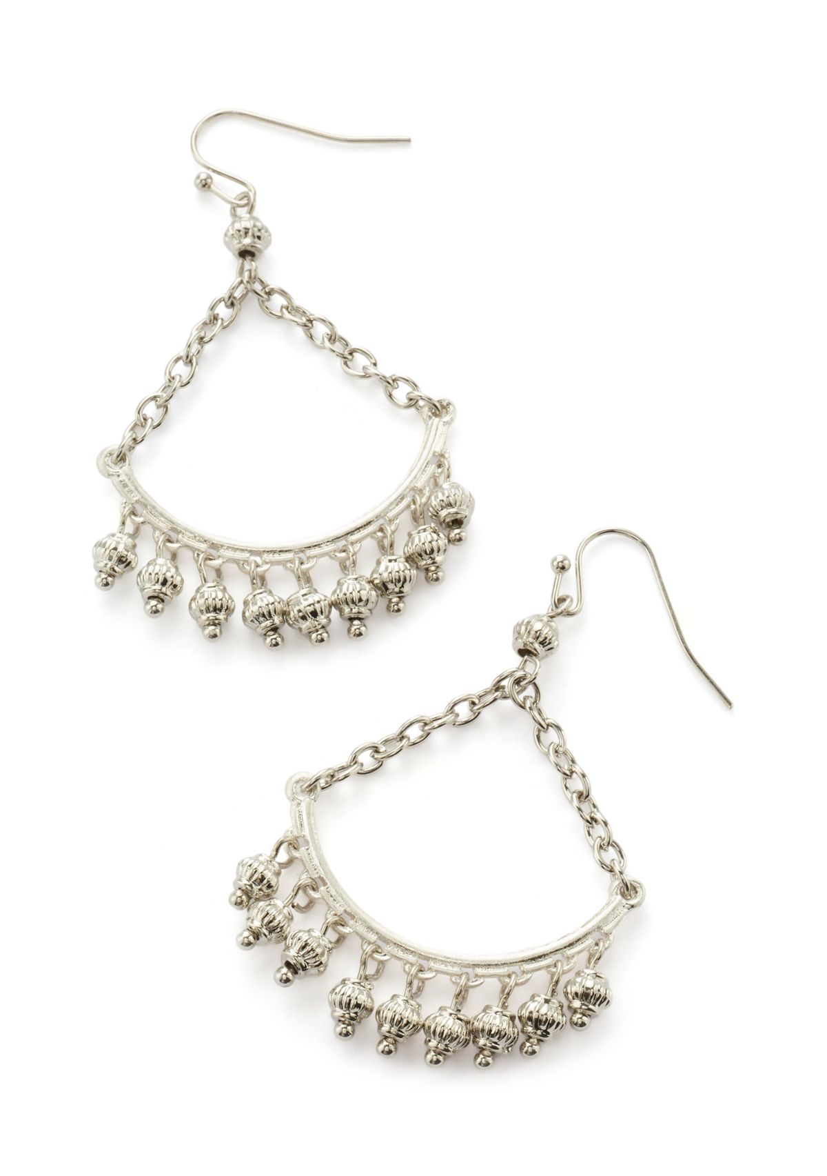 Ruby Rd Silver Tone Swag Bead Fringe Drop Earrings | Belk