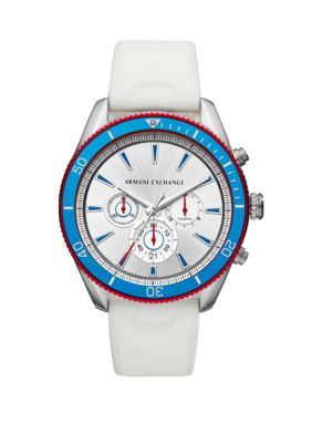 Armani Exchange AX AIX Men's Chronograph White Silicone Watch | belk