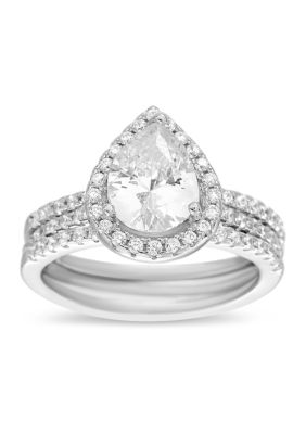 Belk Silverworks Sterling Silver Teardrop 3 ct. t.w. Cubic Zirconia ...