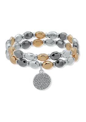 Nine West Tri Tone Two Row Beaded Bracelet | belk