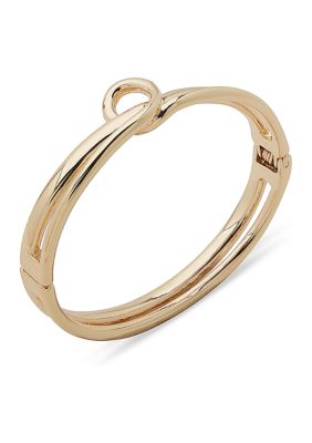 Nine West Gold Tone Hinged Bangle Bracelet | belk