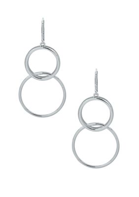 Nine West Silver Tone Intersecting Rings Lever Back Earrings | belk