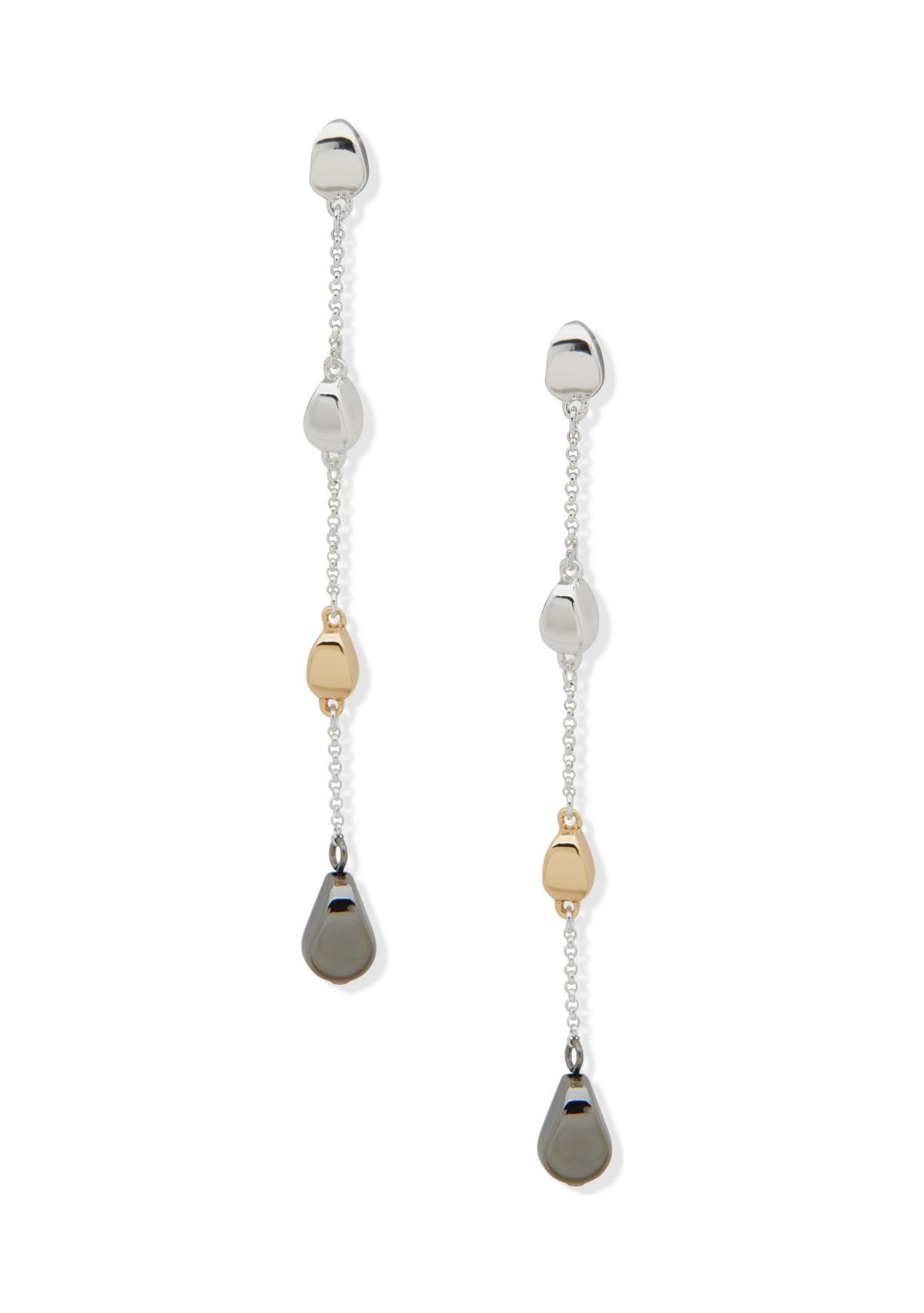 Nine West Tri Tone Bead Linear Post Earrings | Belk