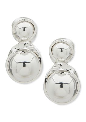 Nine West Silver Tone Wrapped Double Ball Drop Earrings | belk
